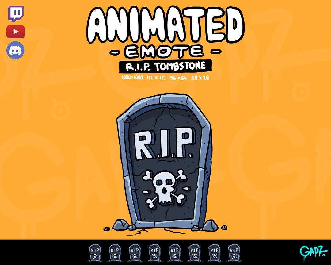 Animated Emote RIP Tombstone for Twitch, Discord, Youtube (digital ...