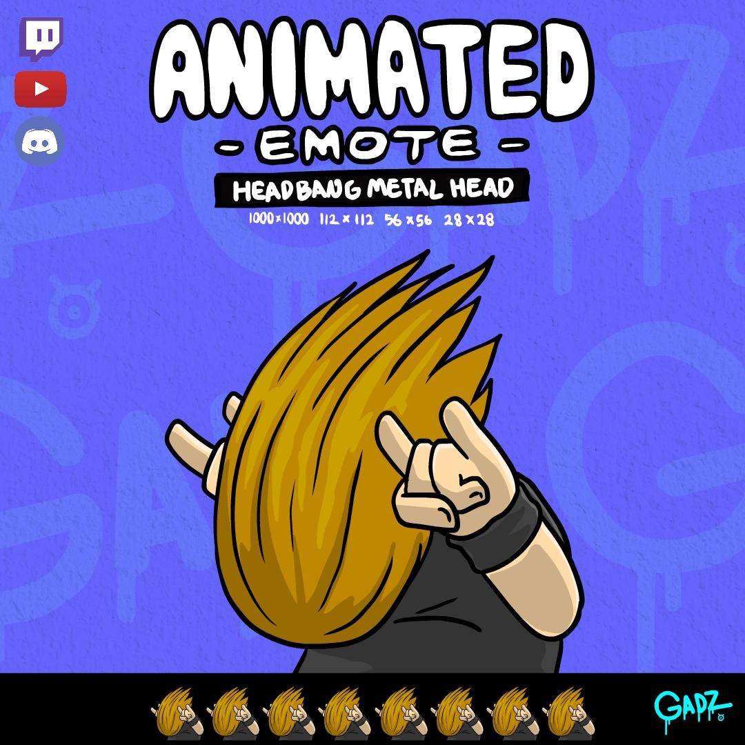 Animated Emote Headbang Metal Head for Twitch, Discord, Youtube ...