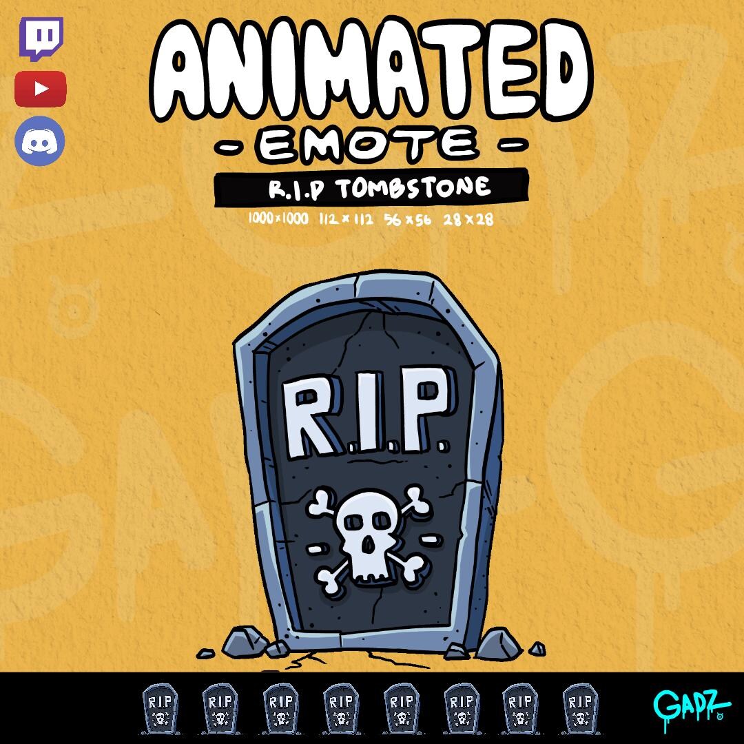 Animated Emote RIP Tombstone for Twitch, Discord, Youtube (digital ...