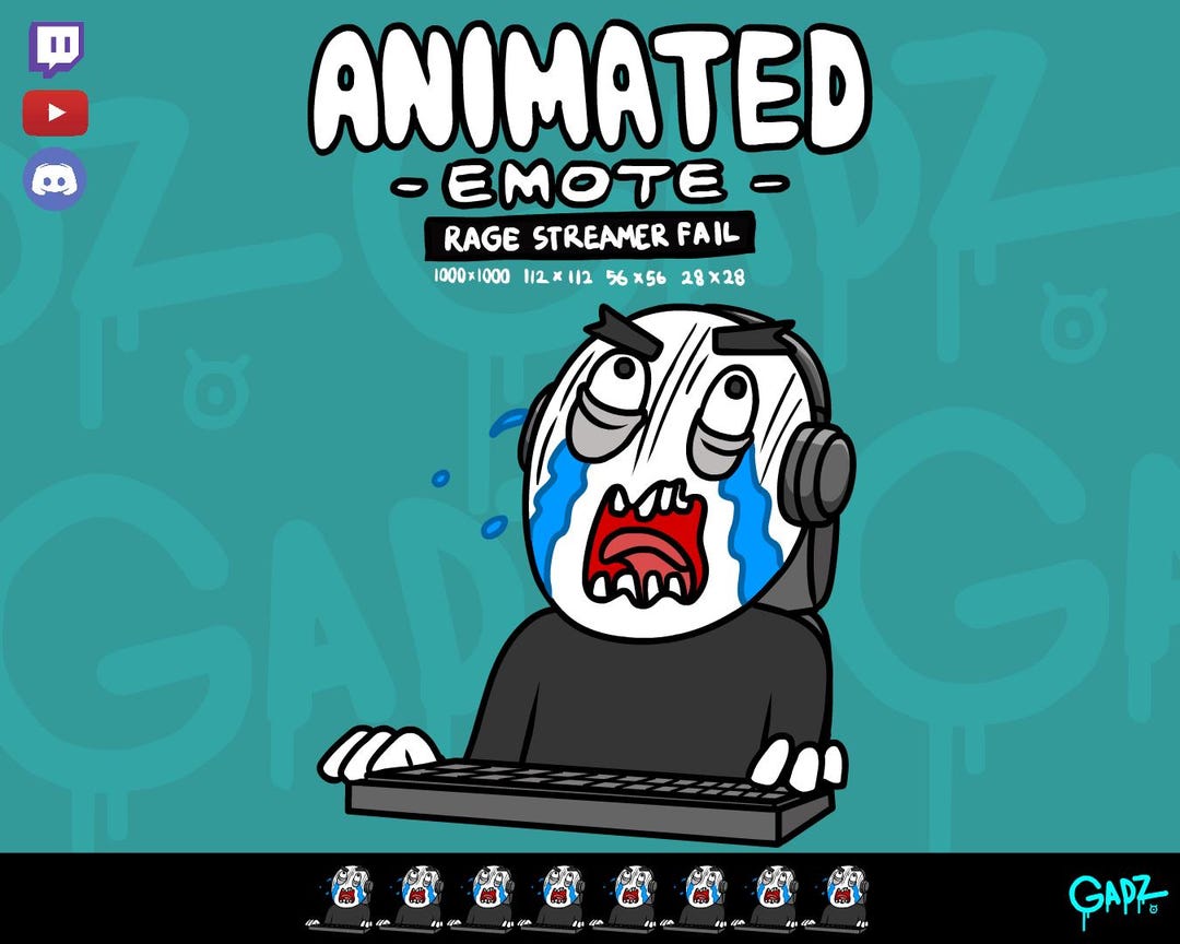 Animated Emote Rage Streamer Fail for Twitch, Discord, Youtube (digital ...
