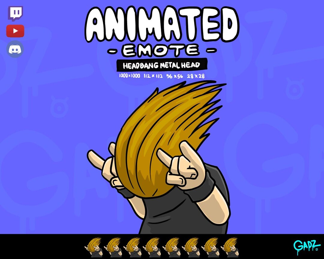 Animated Emote Headbang Metal Head for Twitch, Discord, Youtube ...