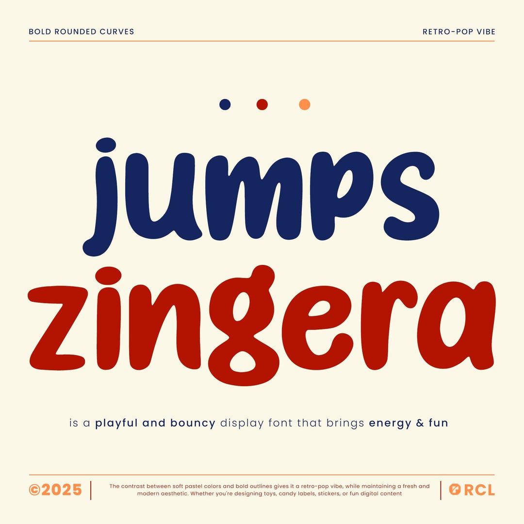 Retro Bold Display Font: Playful Curvy Design - Etsy Canada