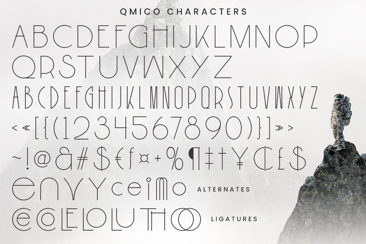 Qmico Modern Minimal Art Deco Font - Etsy