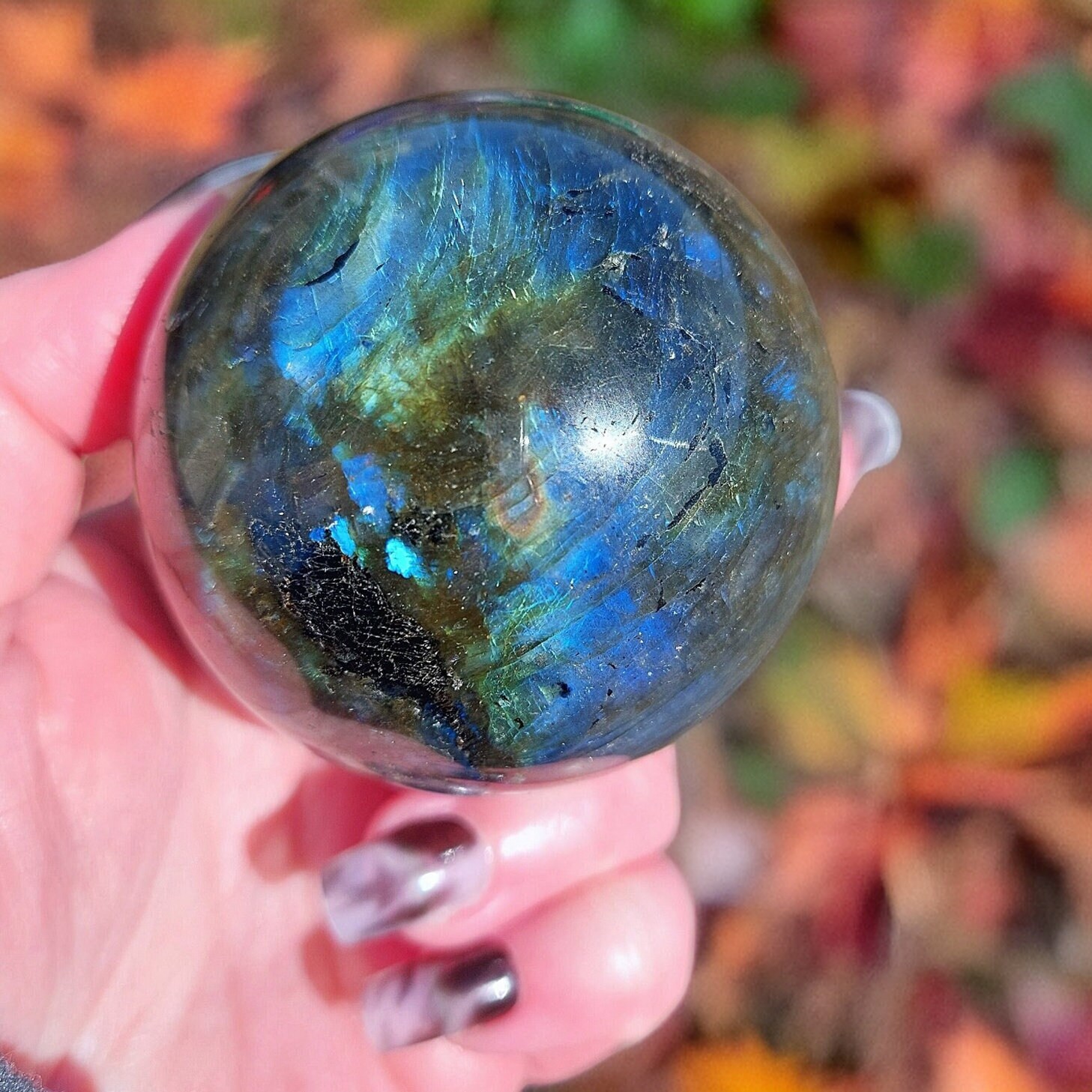 FLASHY Labradorite Sphere With Pyrite, Crystal Gift, Crystal Sphere ...