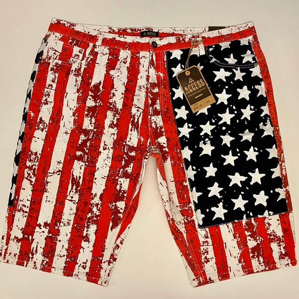 American Flag Denim Shorts - Etsy