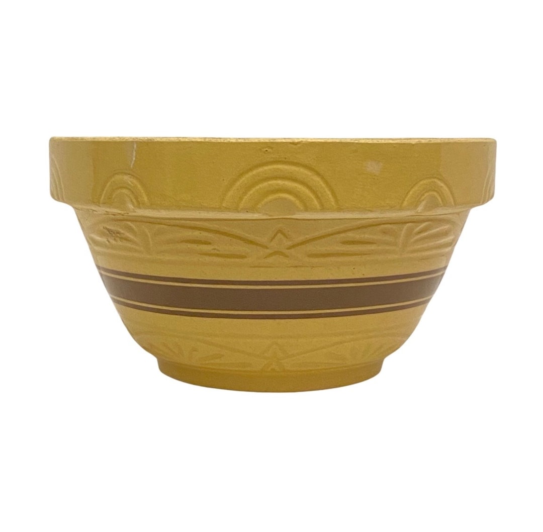 RRP Pottery Roseville Ohio Mixing Bowl Med 10 Inch Yellow Ware Brown ...