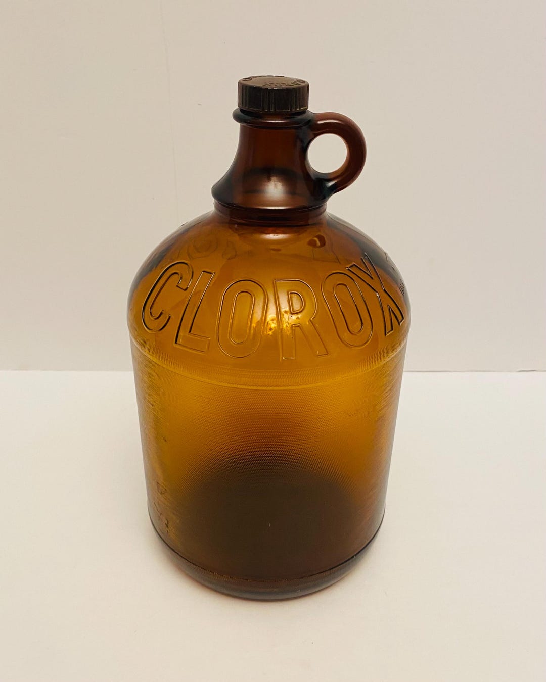Vintage Clorox Embossed Amber Brown Glass Gallon Jug W/lid Duraglass ...