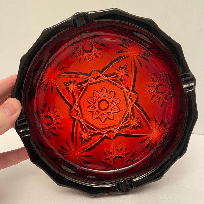 Red Glass Ashtray - Etsy