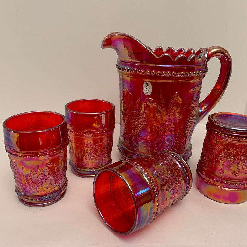 Red Carnival Glass - Etsy