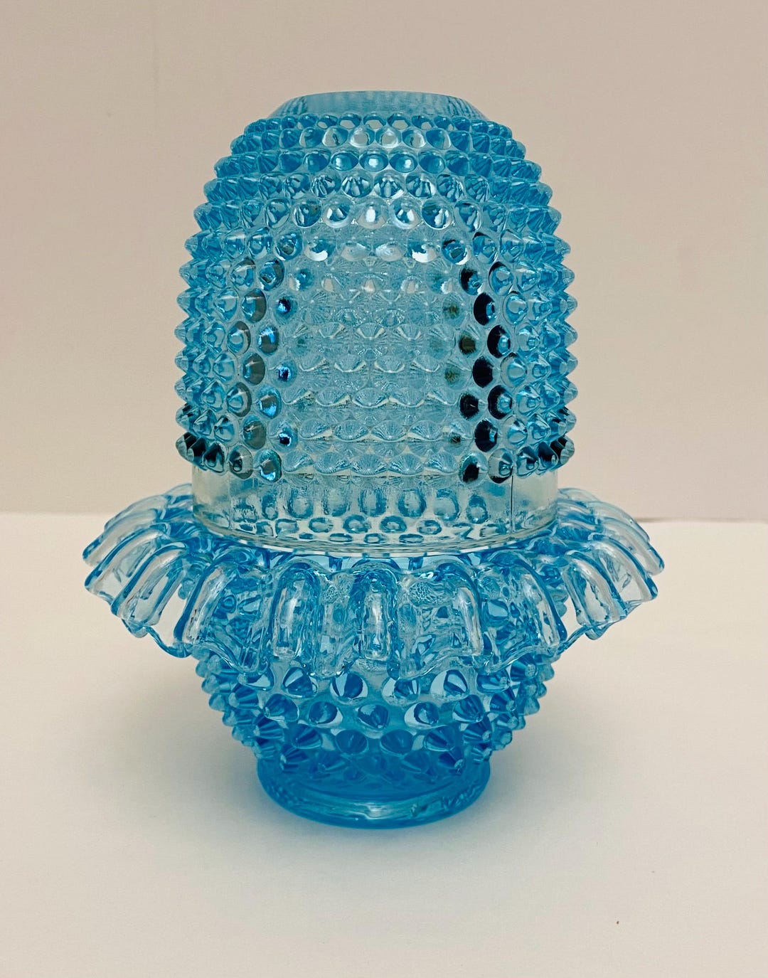 Vintage Fenton Aqua Blue Hobnail Fairy Lamp EUC misc 1. - Etsy