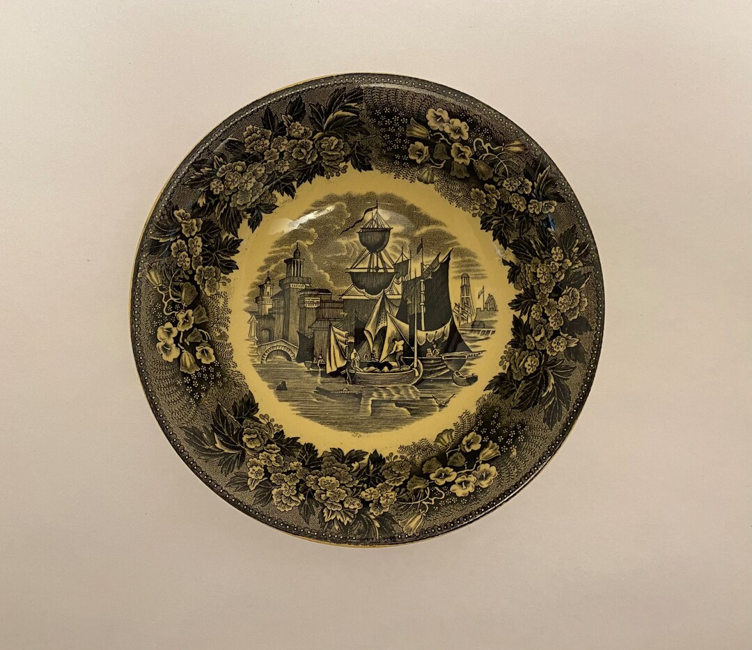 Antique Wedgwood Etruria 6 Black Ferrara Ship Bowl Rare Discontinued ...