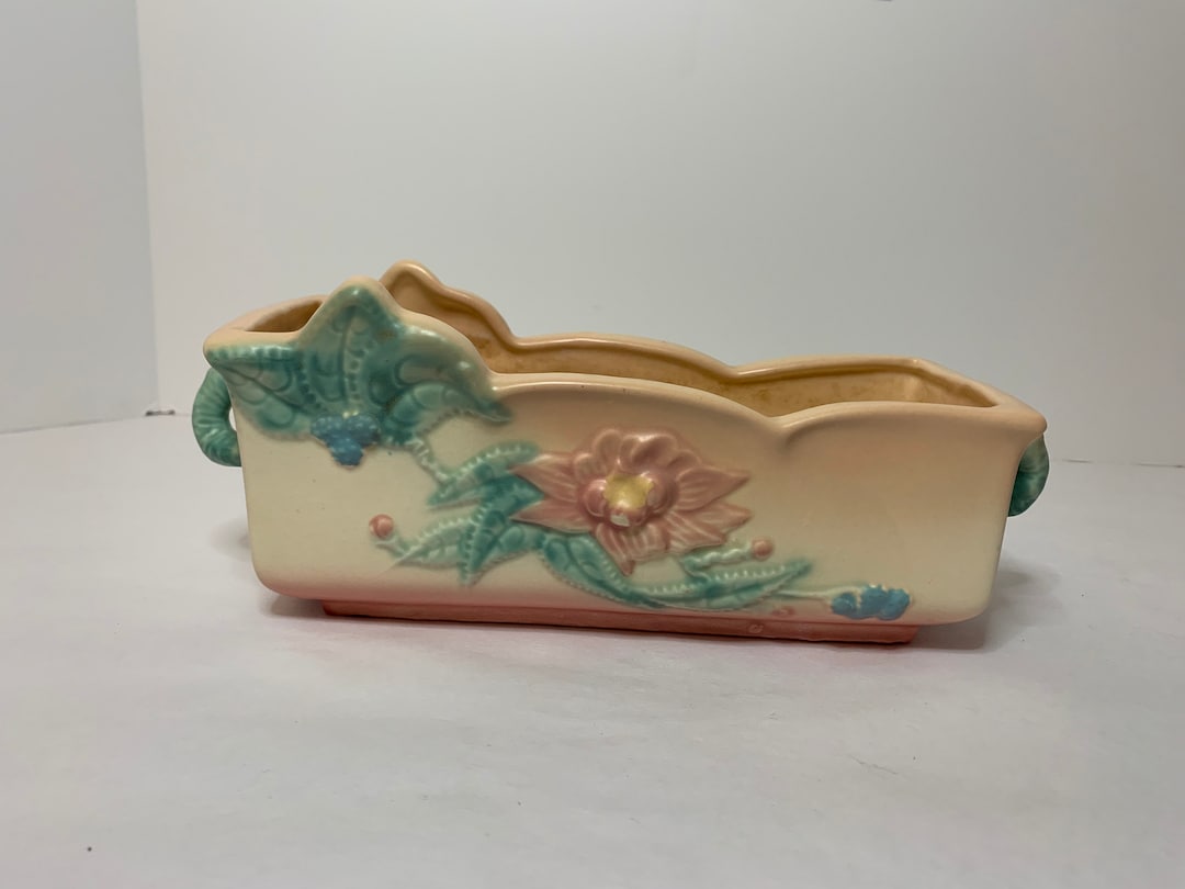 1950s Vintage HULL POTTERY U.S.A. W14-10 WOODLAND Pink Green Planter - Etsy