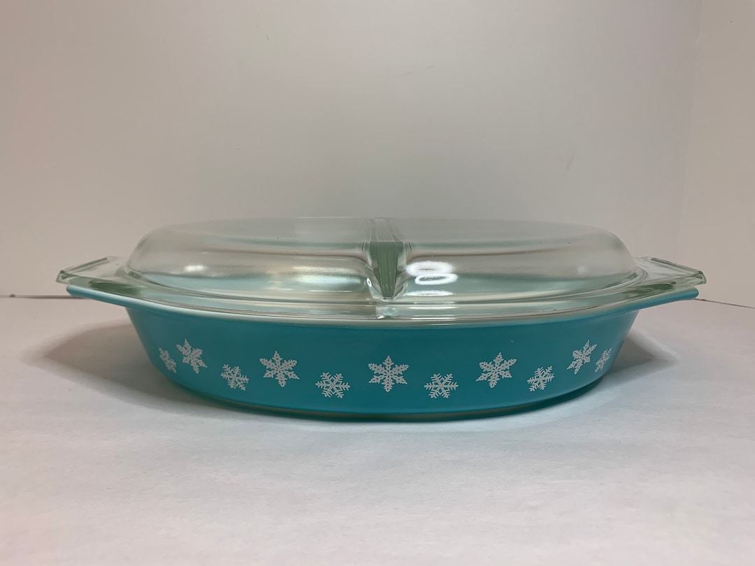 Vintage PYREX Turquoise Snowflake 1-1/2 Quart Divided - Etsy
