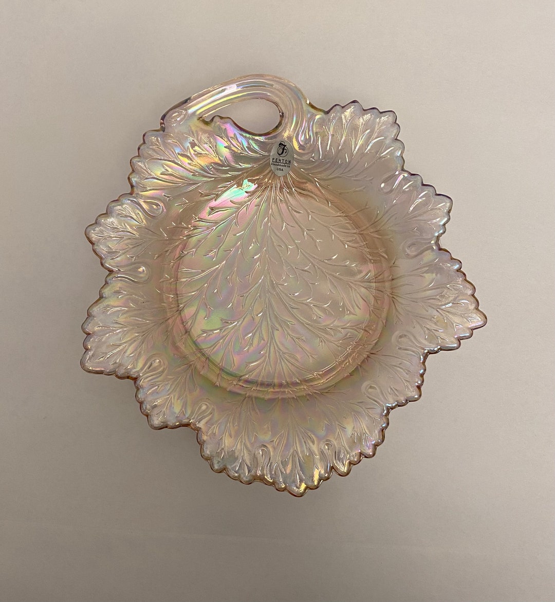 Vintage Fenton 8.25 Opal Mist Art Glass Leaf Dishcirca 1940's. - Etsy