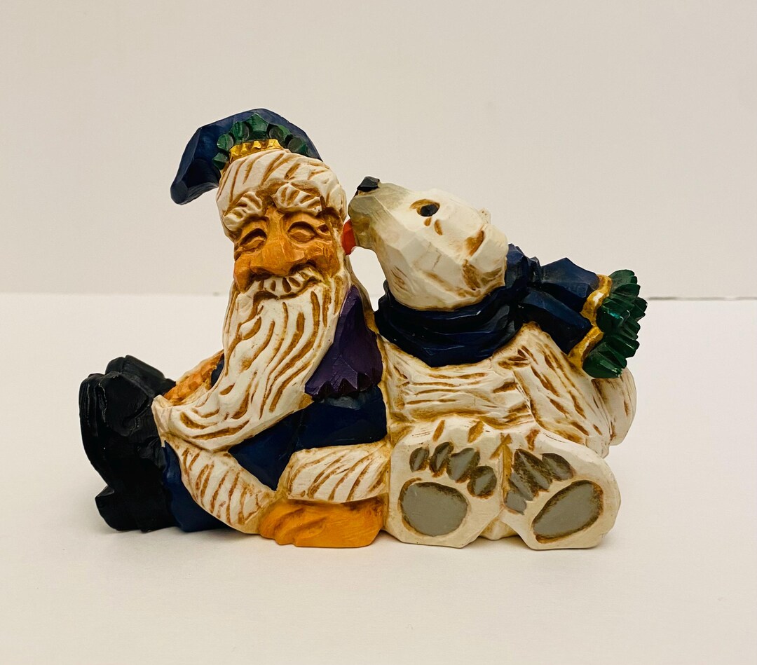 Vintage 1997 David Frykman Santa With Polar Bear Christmas Figurine. - Etsy