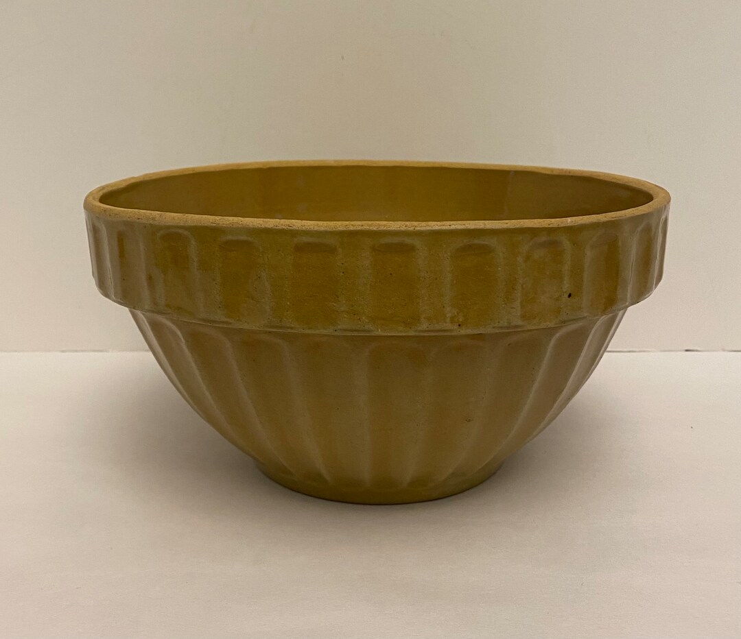 Antique Yelloware Yellow Ware 9 Ribbed Stoneware Mixing Nesting Bowl ...