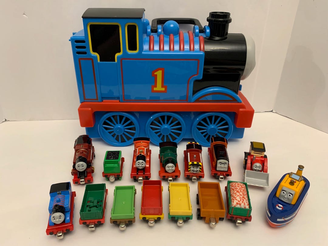 Vintage Thomas the Train Lot With Case Wooden Railway Learning Curve ...