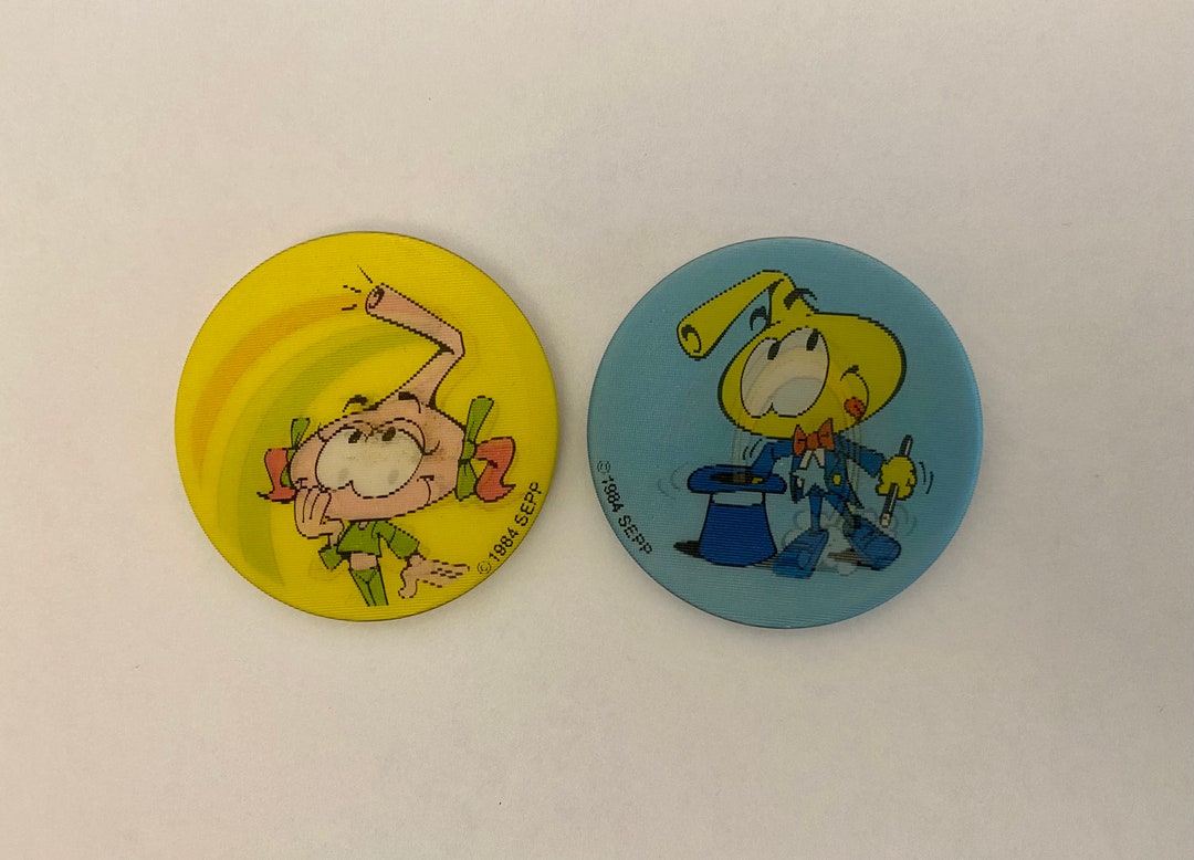 Snorks Cartoon 1984 Lenticular Flicker Action Flasher 2 Pinback Button ...