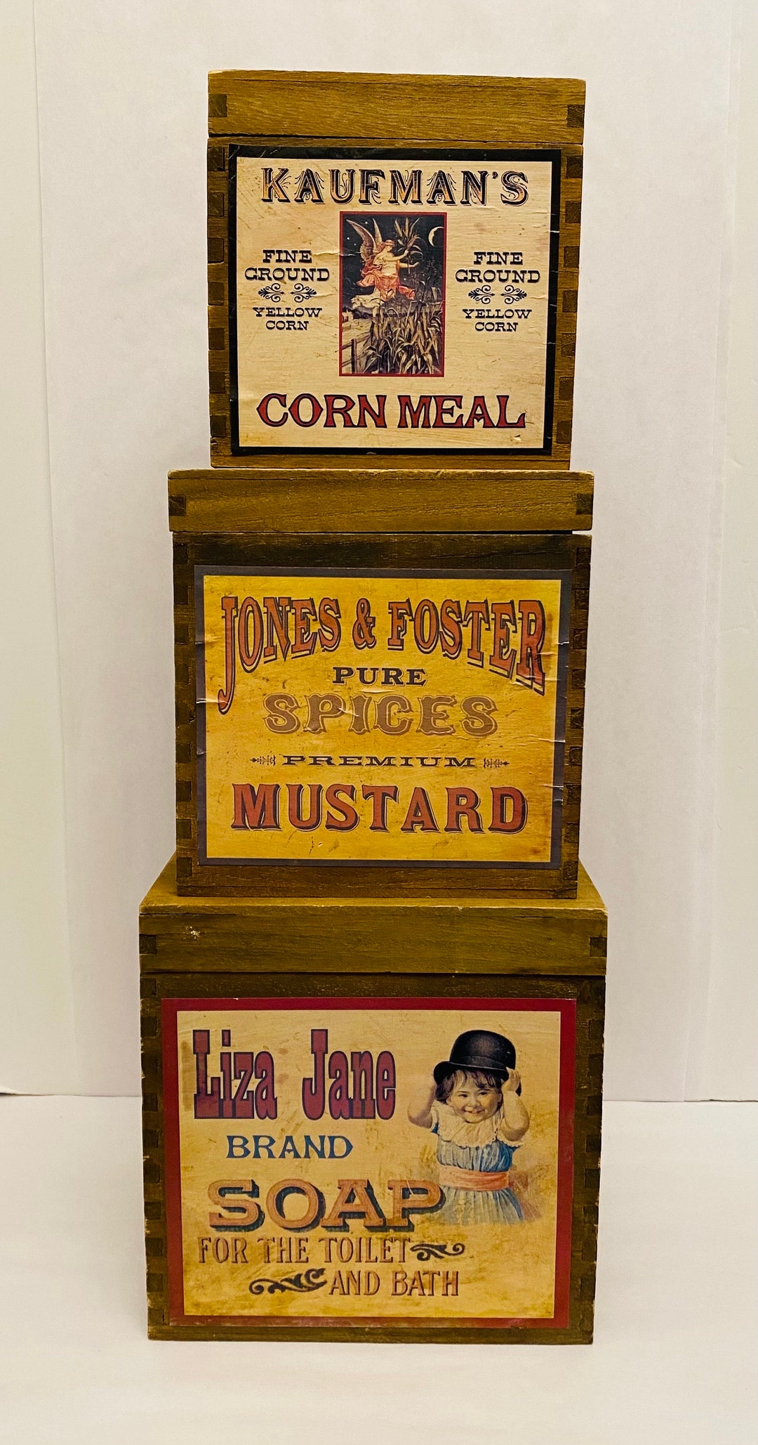 Vintage Farmhouse Set of 3 Nesting Boxes W/lids Liza Jane Jones ...