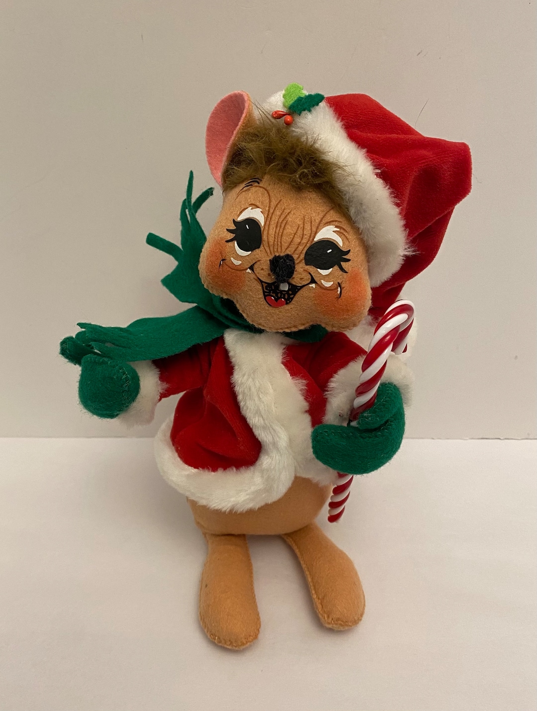 Vintage retired 10 Annalee Christmas Mouse With Candy Cane. - Etsy