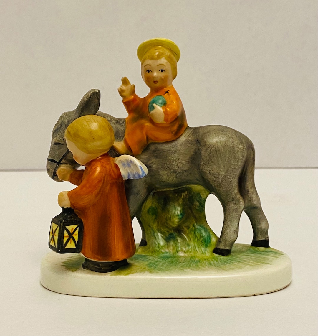 Early Goebel Figurine Bible Story Angel Leading Donkey W/christ Full ...