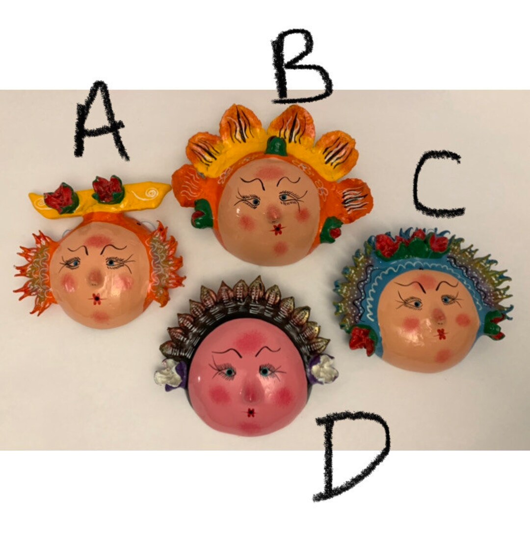 Vintage Handcrafted COCONUT SHELL Face-masks Handmade, Hand Painted ...