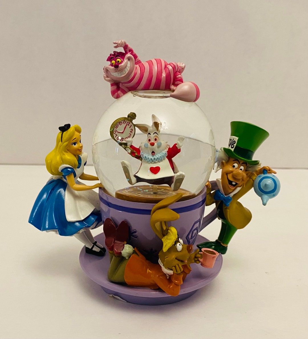 Alice in Wonderland Snow Globe Disney Parks Spinning Tea Cup Rare EUC ...