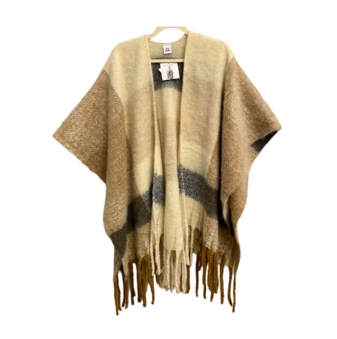 Just Jamie Kimono Multicolor Earth Tones One Size Fits Most Fringe ...