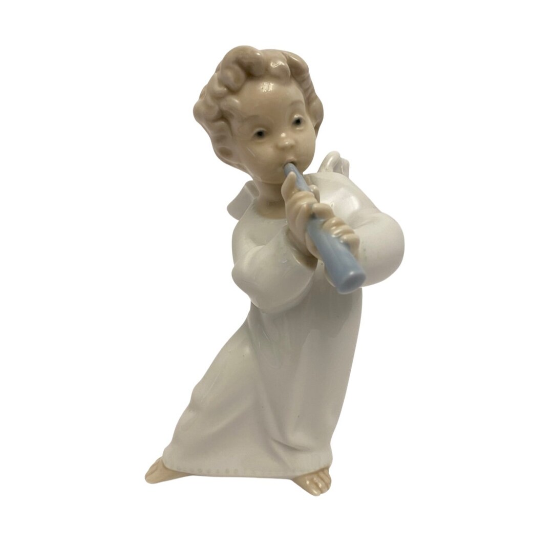 Lladro Retired angel With Flute 4540 Cherub/angel 6 Playing Horn/flute ...