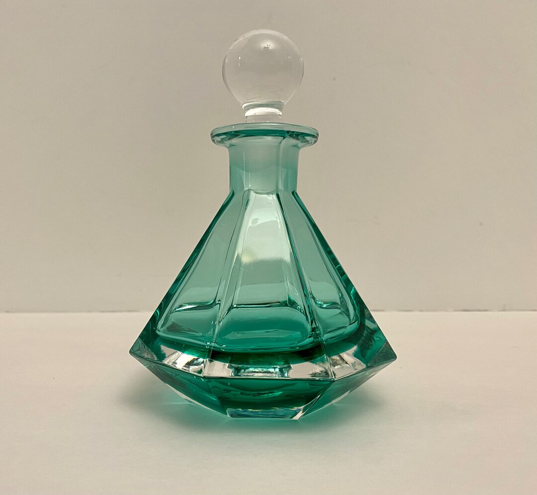 Italian Crystallerie Sea Green Crystal Perfume Bottle With Clear ...