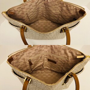 Michael Kors Jet Set Shoulder Tote Bag Zip Top Vanilla Signature MK ...