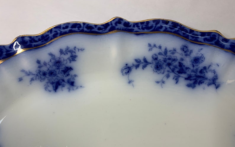 FLOW BLUE TOURAINE 15 Oval Serving Platter C. 1880s Henry - Etsy
