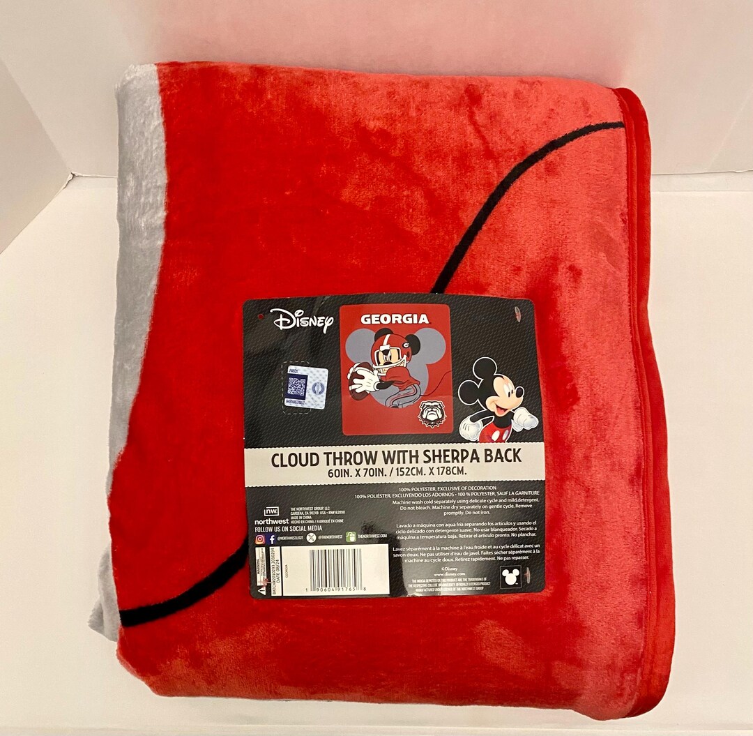 Disney Georgia Bulldogs Mickey Mouse Cloud Throw Sherpa Back 60x70 NWT ...