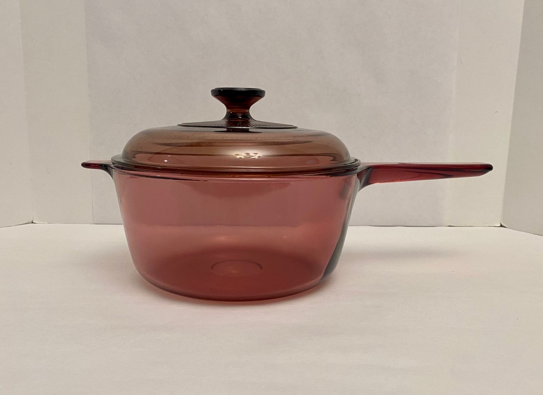 Corning Visions 2.5L Cranberry Double Handle Sauce Pan With - Etsy