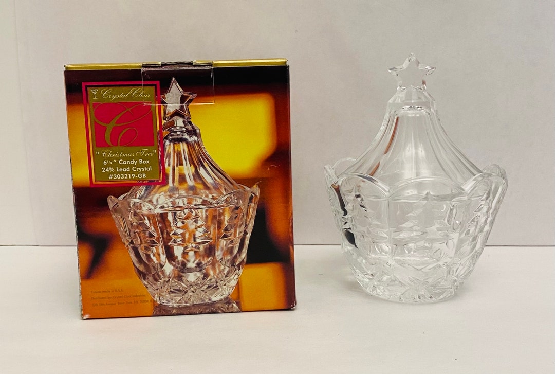 Vintage Crystal Clear 24% Lead Crystal Glass Christmas Tree Candy Dish ...