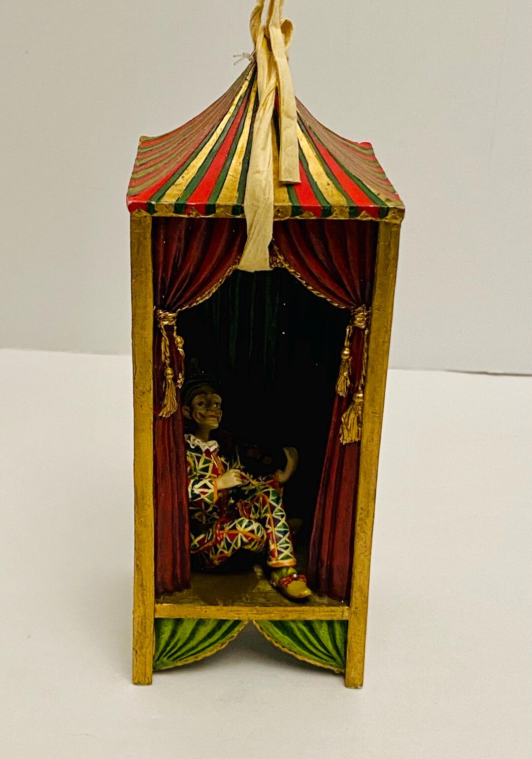 Vintage Handmade Jester Playing the Violin Christmas Diorama Stage ...