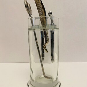 Vintage Waite Laboratories Inc NY Glass Dental Tool Cleaning Jar W/4 ...