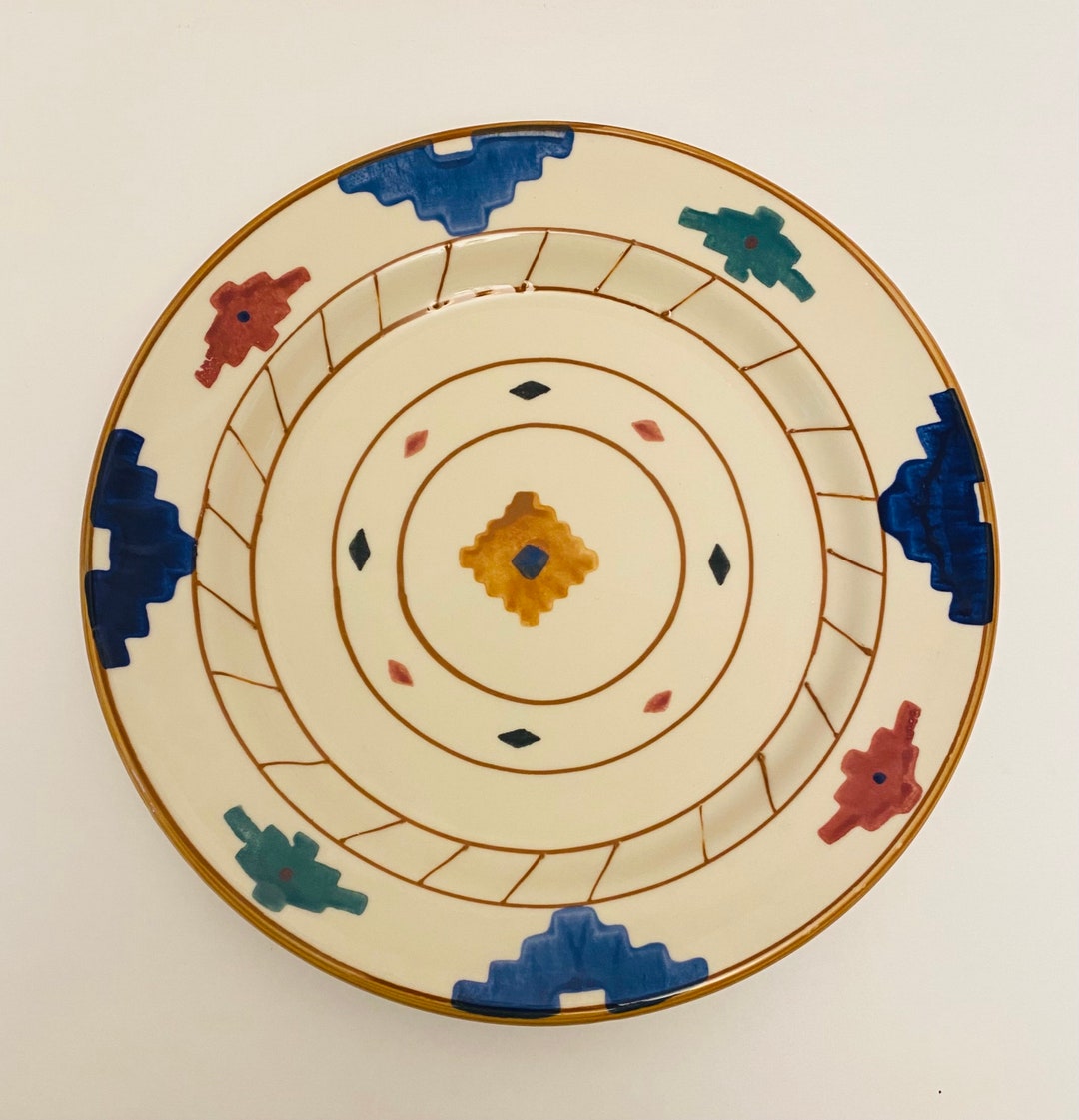 Vintage Hartstone Pottery 11 Cheyenne Southwest Aztec Design Dinner ...