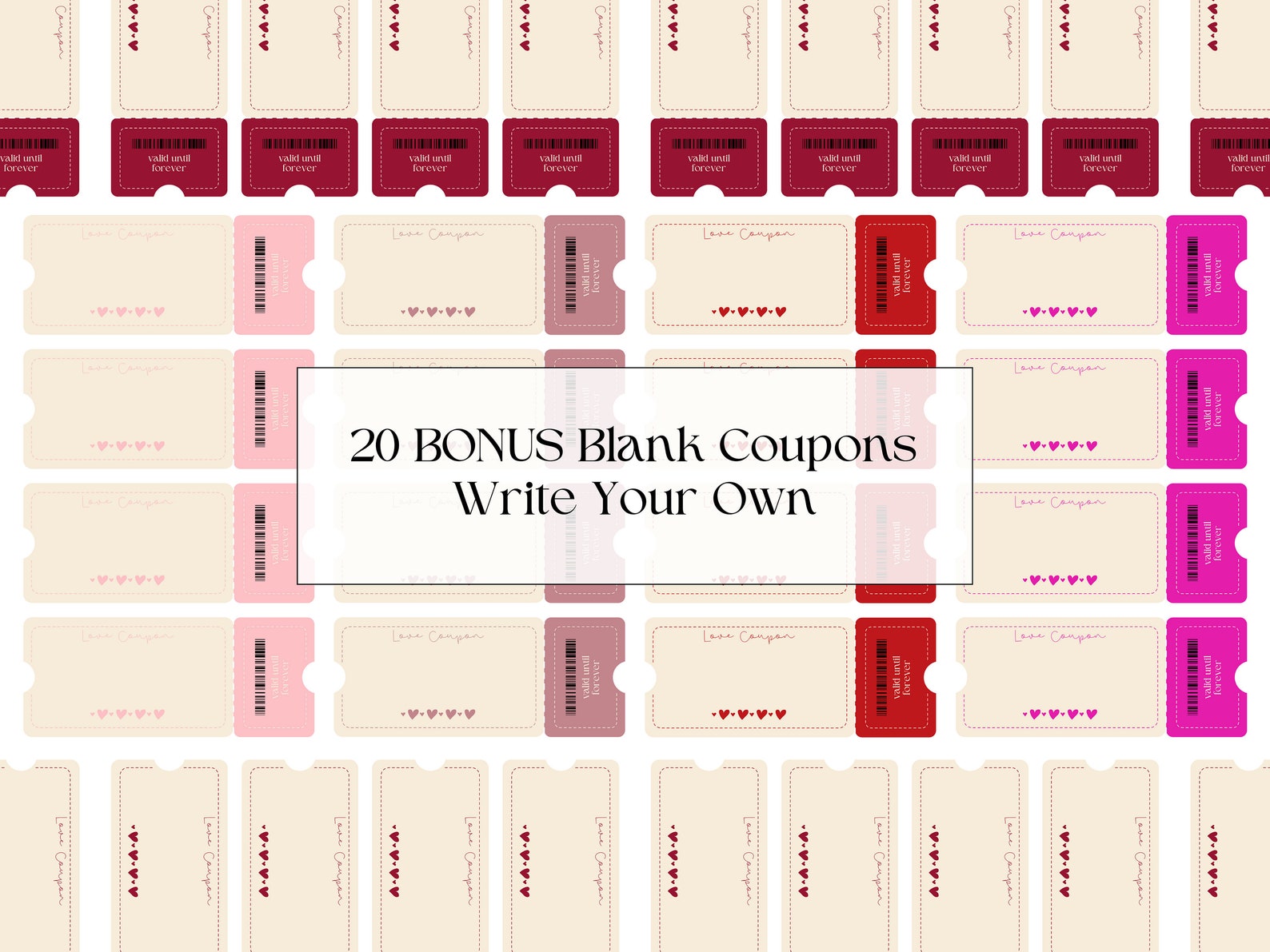 100 Printable Love Coupons Romantic Gift for Couples, Valentine's Day ...