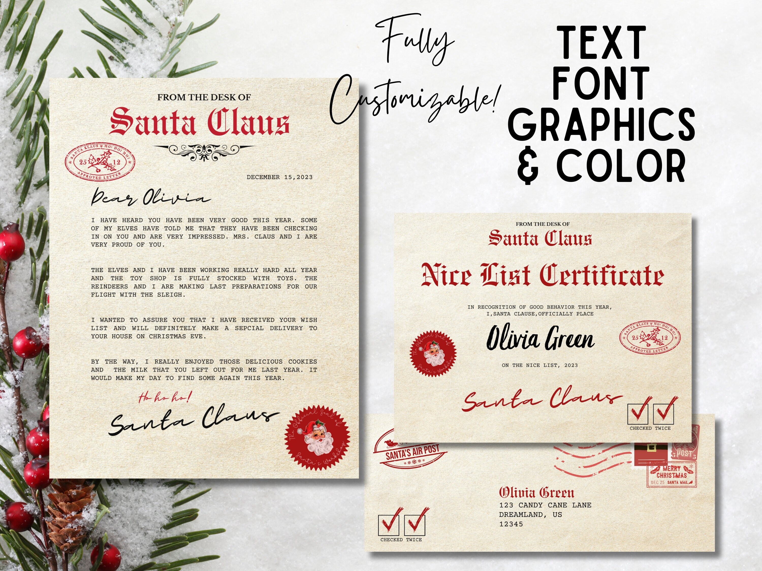 EDITABLE Santa Letter to Kid Bundle INSTANT DOWNLOAD Personalized ...