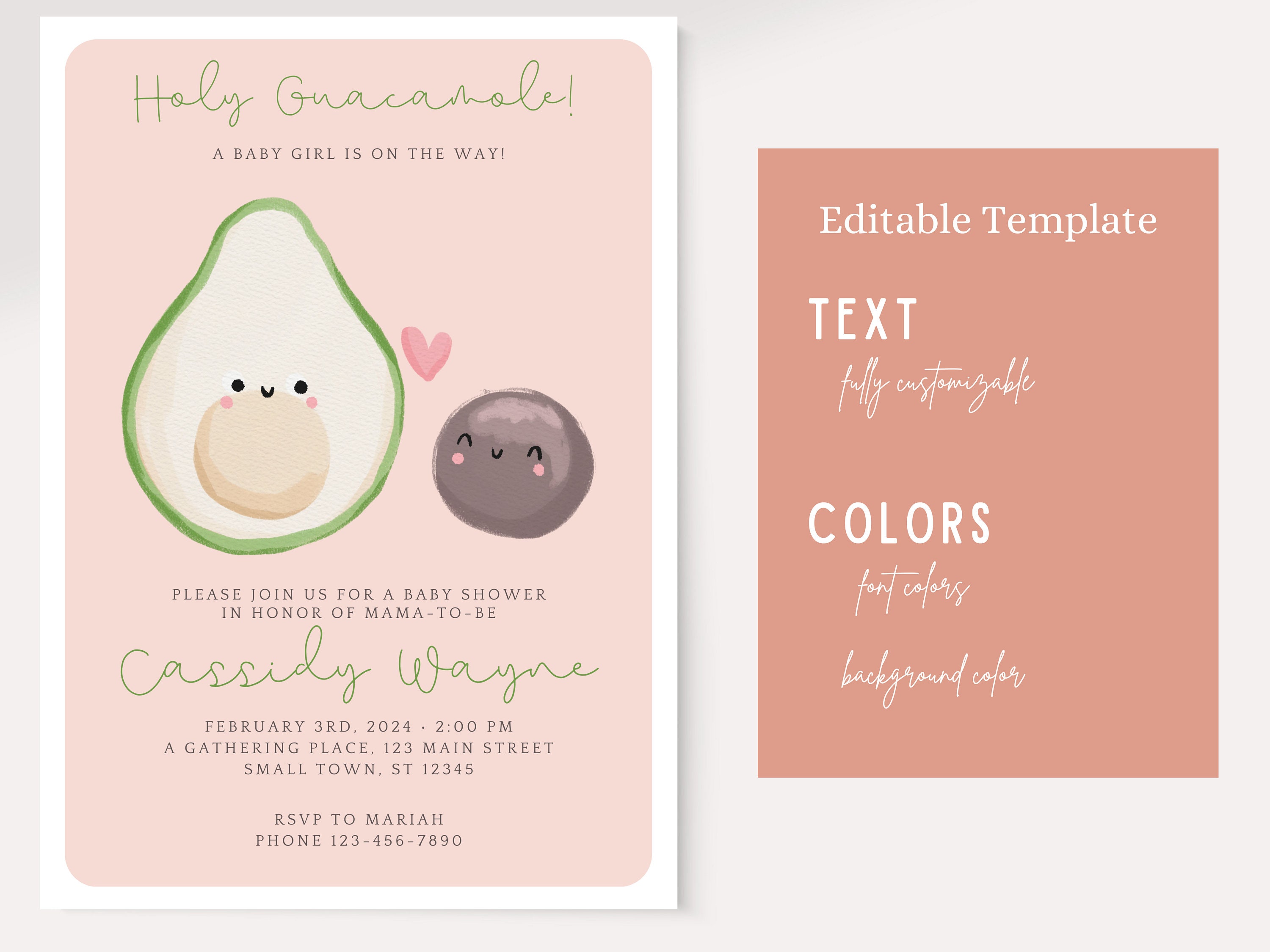 EDITABLE Holy Guacamole Baby Shower Printable Invitation Baby Shower ...