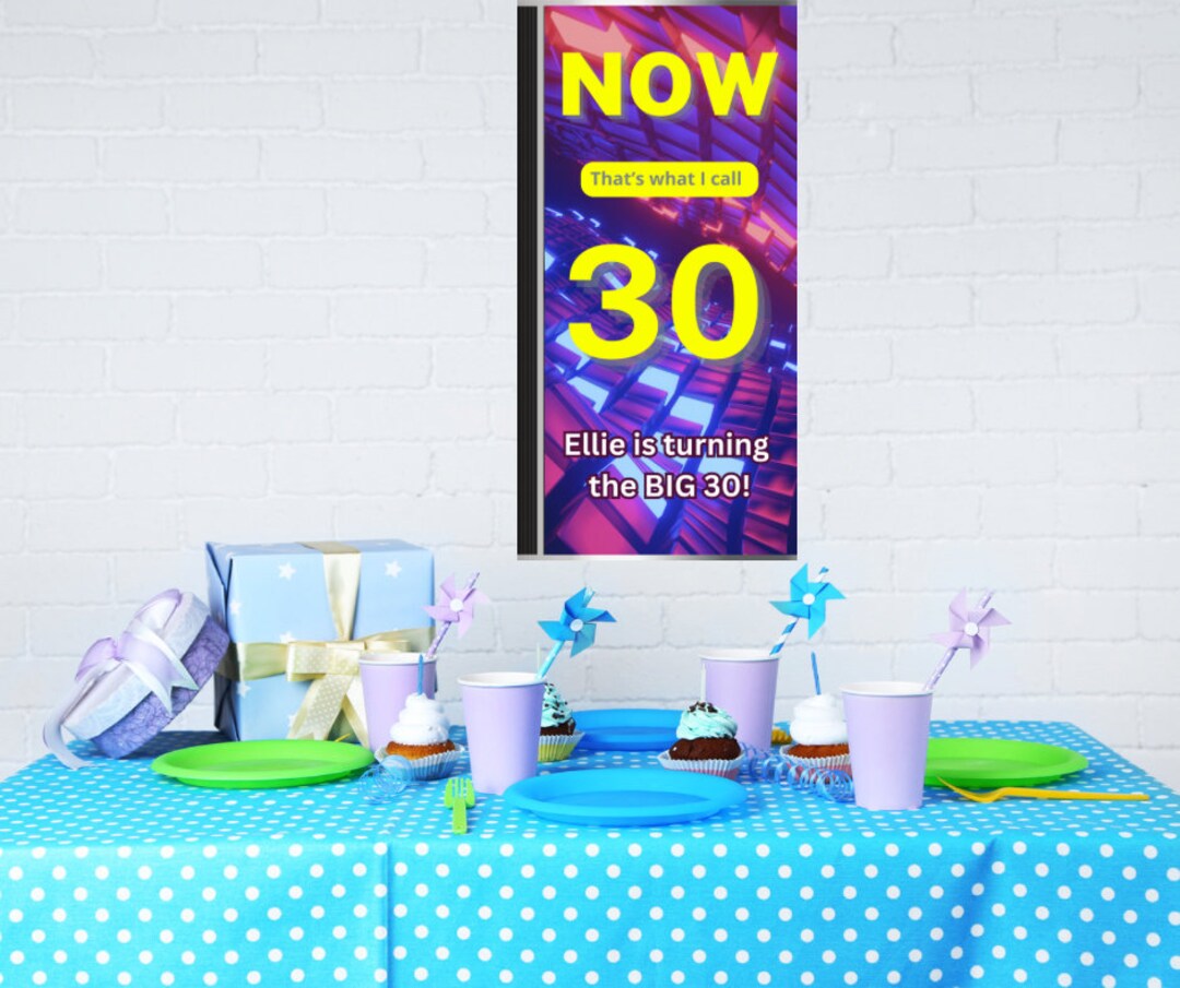 Throwback CD Cover–style 30th Birthday Banner (editable Canva, Instant ...
