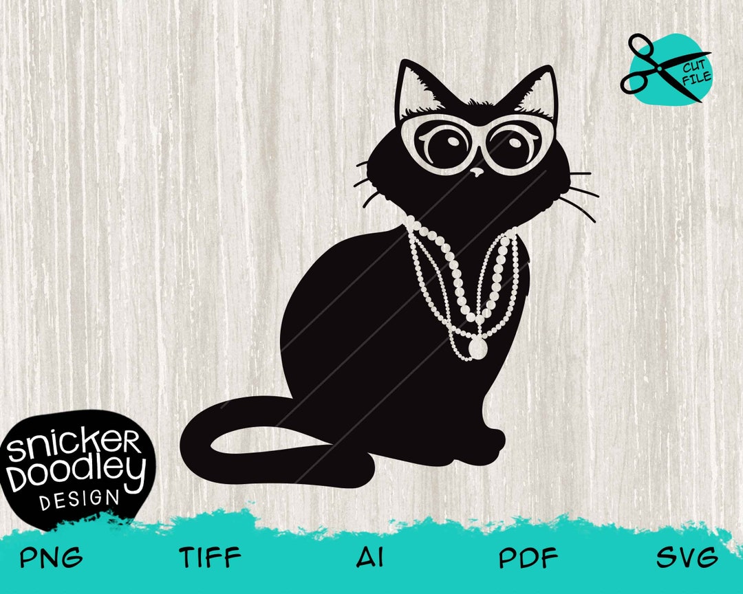 Fancy Cat SVG Cut File for Cricut + Sihouette Cutting Machines • Black ...