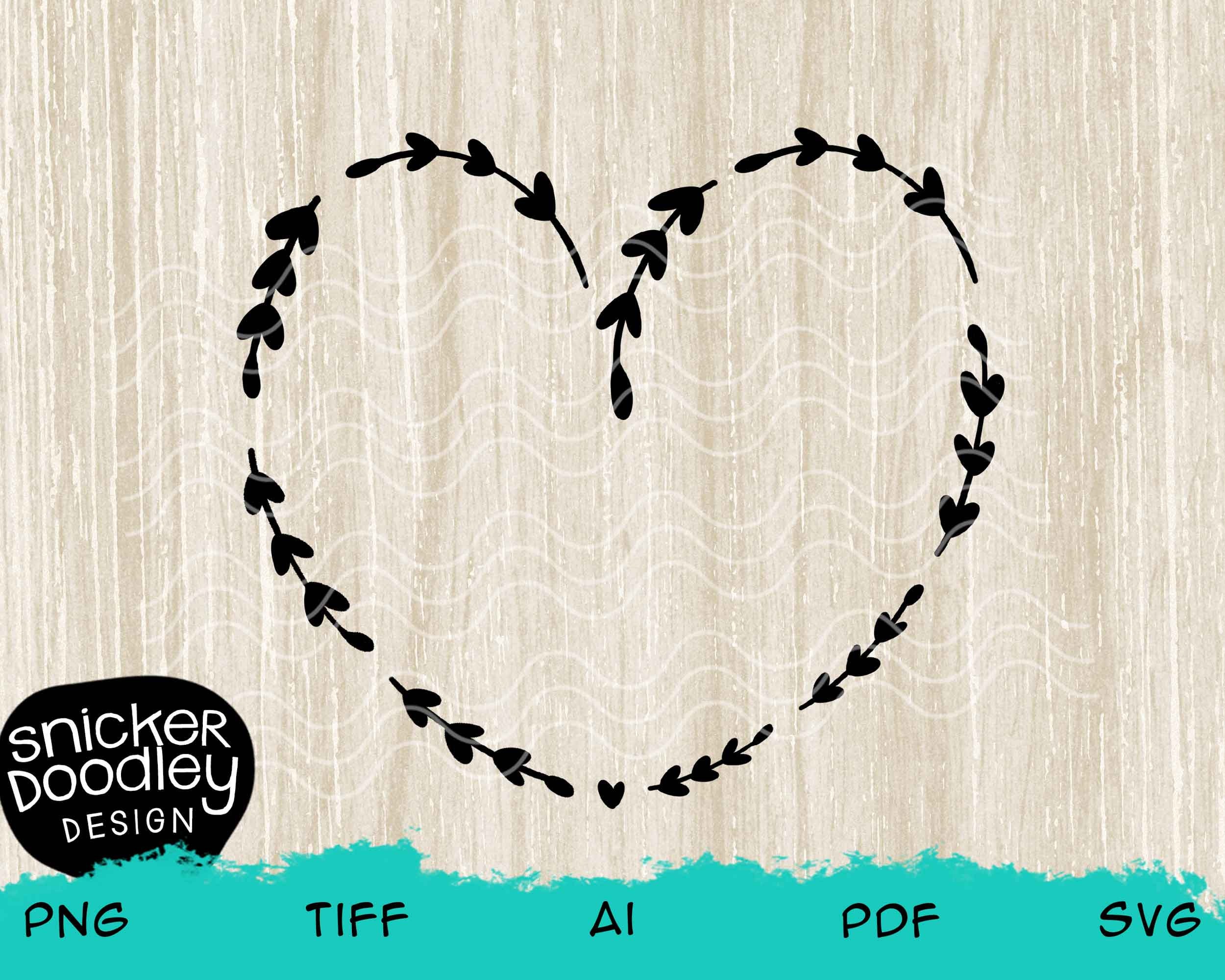 Doodled Ivy Love Heart • SVG Cut File for Cricut + Silhouette Cutting ...