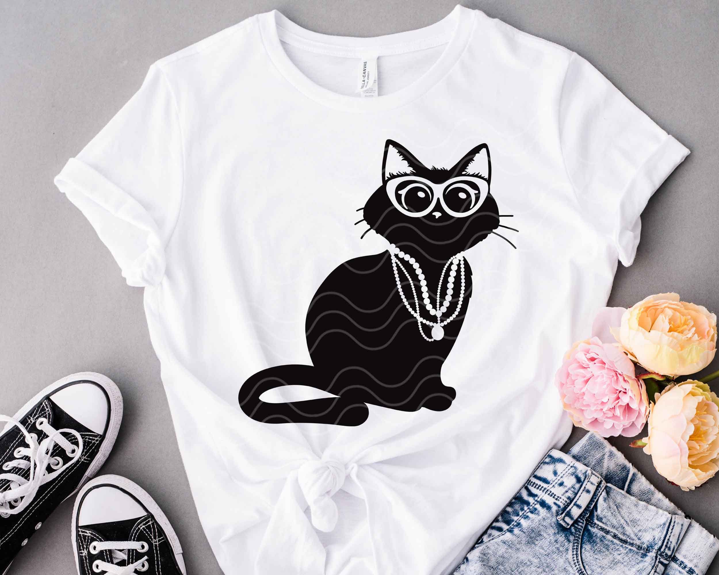 Fancy Cat SVG Cut File for Cricut + Sihouette Cutting Machines • Black ...