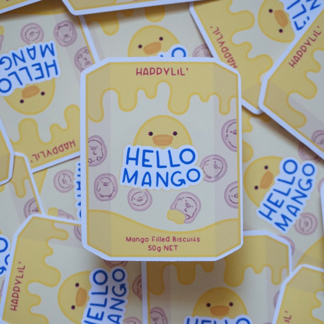 Hello Mango Soft Matte Vinyl Die-cut Sticker | Asian Snacks | Laptop ...