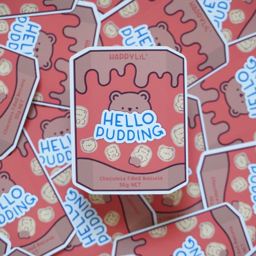 Hello Pudding Soft Matte Vinyl Die-cut Sticker | Asian Snacks | Laptop ...