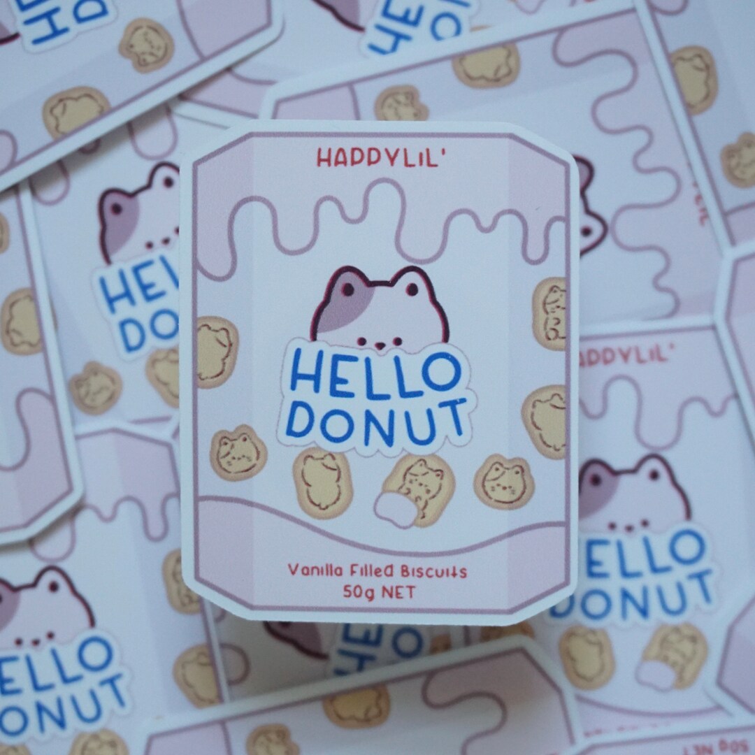 Hello Donut Soft Matte Vinyl Die-cut Sticker | Asian Snacks | Laptop ...