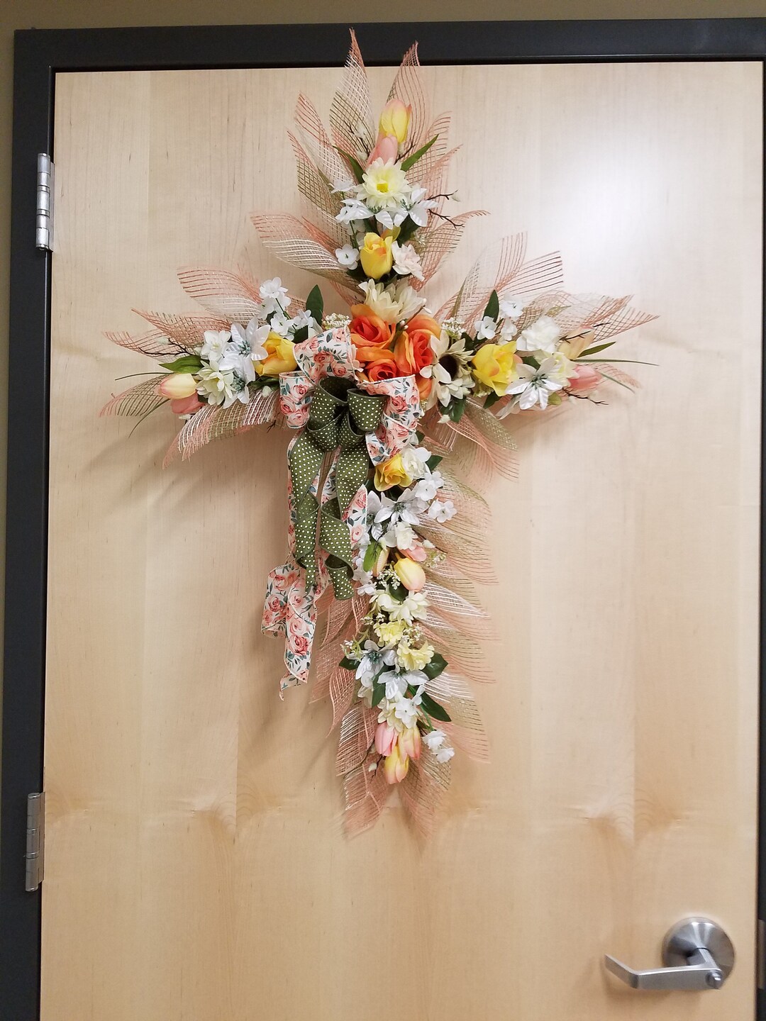 Peach Rose Flowered Cross! - Etsy
