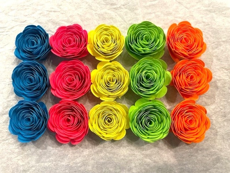 Neon Paper Roses - Neon Paper Flowers - Etsy